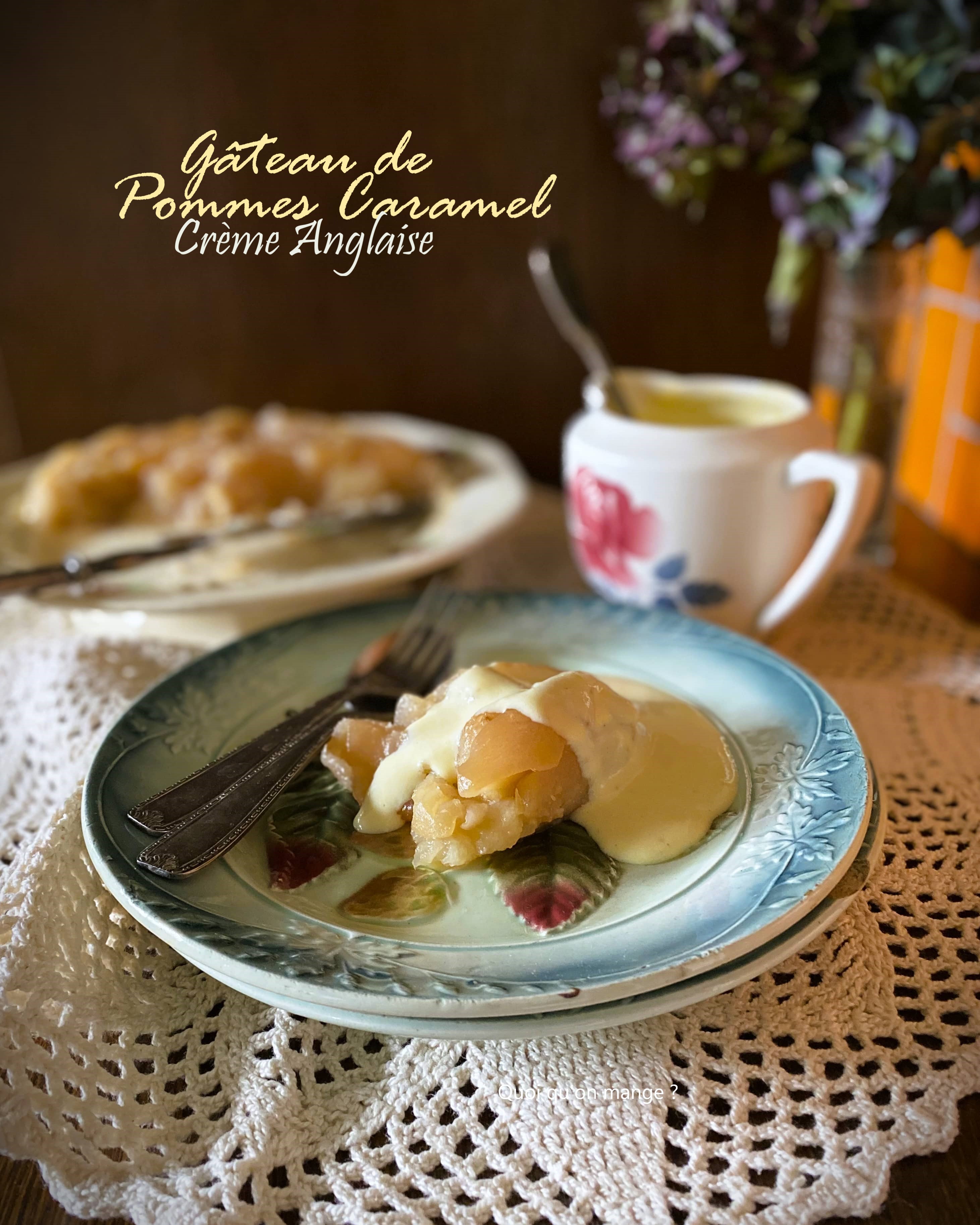 Gâteau de Pommes Caramel et Crème Anglaise – Quoi Qu'on Mange