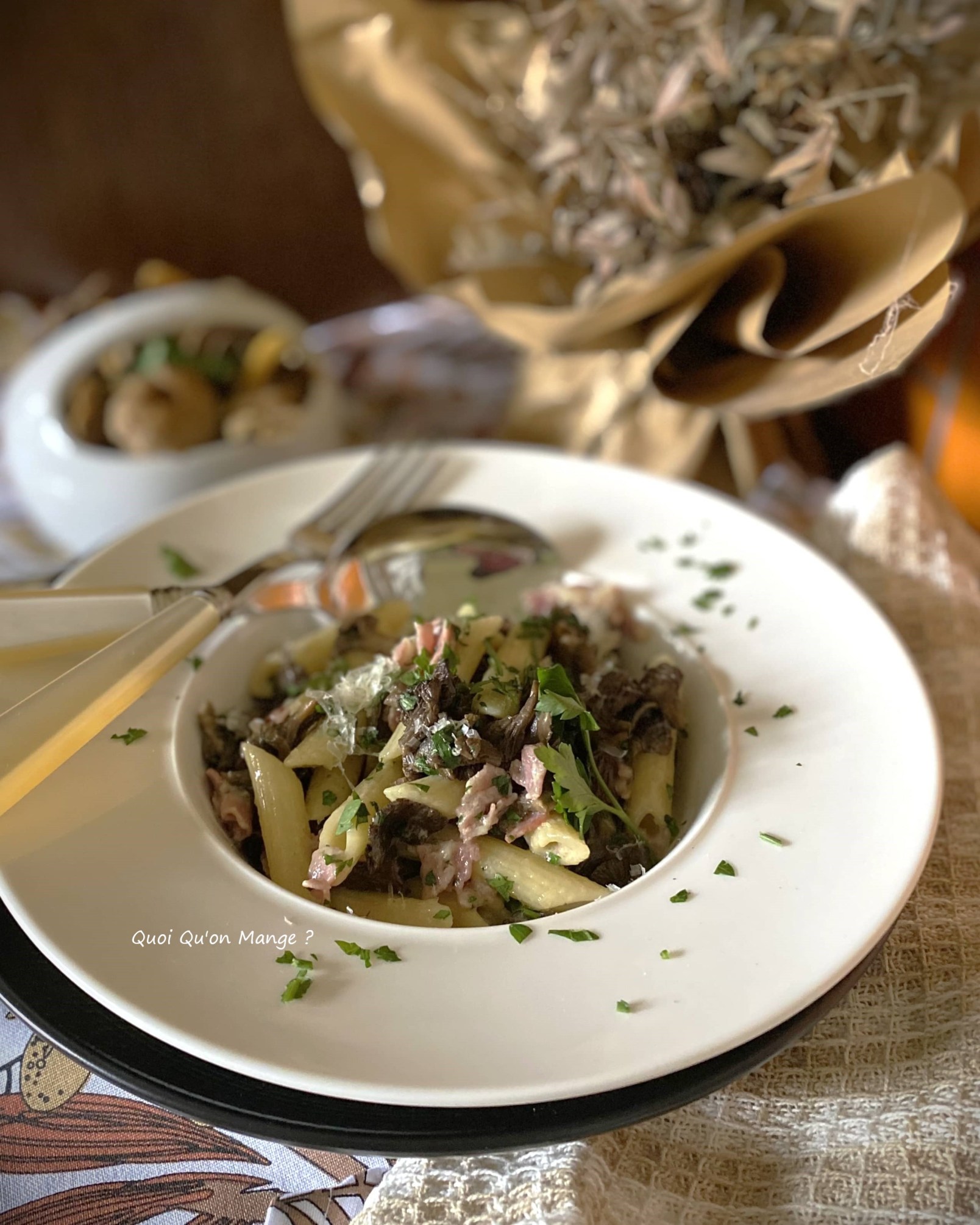 Penne crémeux aux girolles grises et au bacon – plat automnal de pasta ...